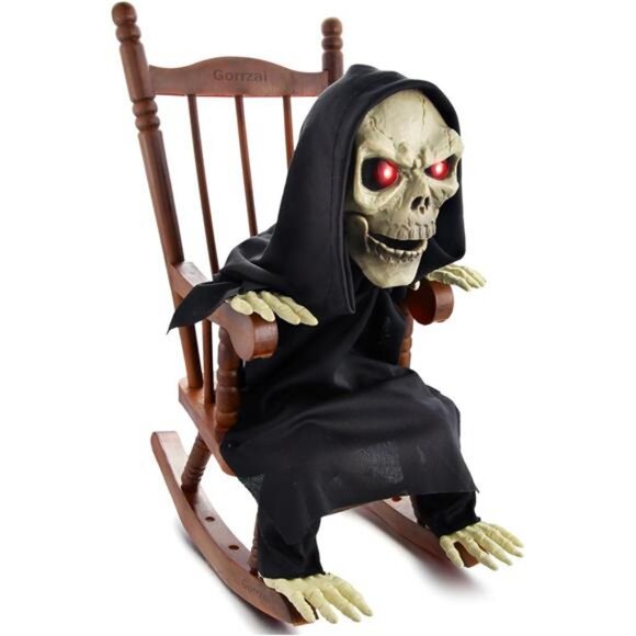 Holiday | Screaming Halloween Animatronics Skeleton Reaper With Rocking ...